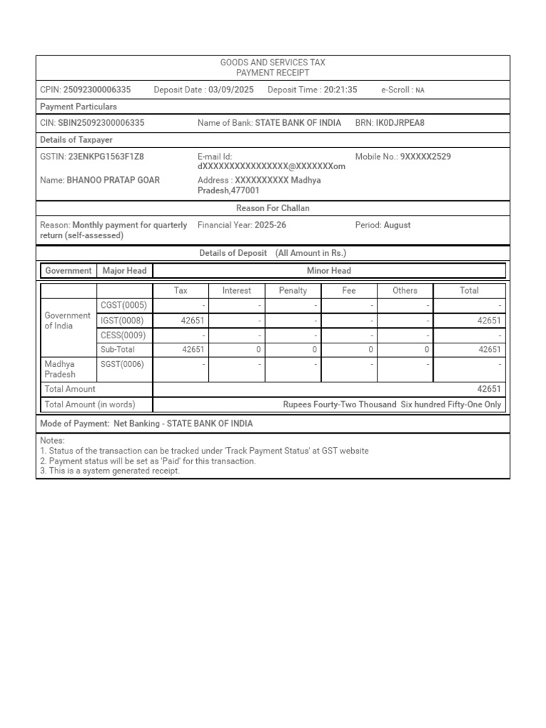 GST-Challan Receipt | PDF