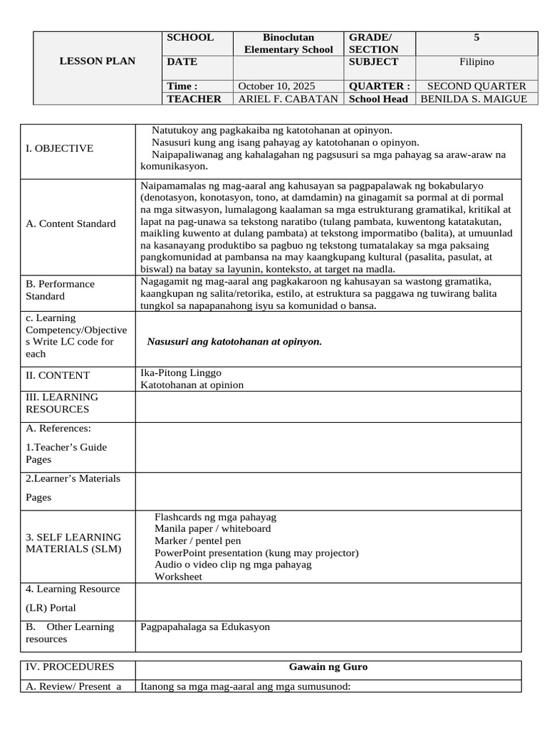 Cot DLP AP 2nd Quarter | PDF