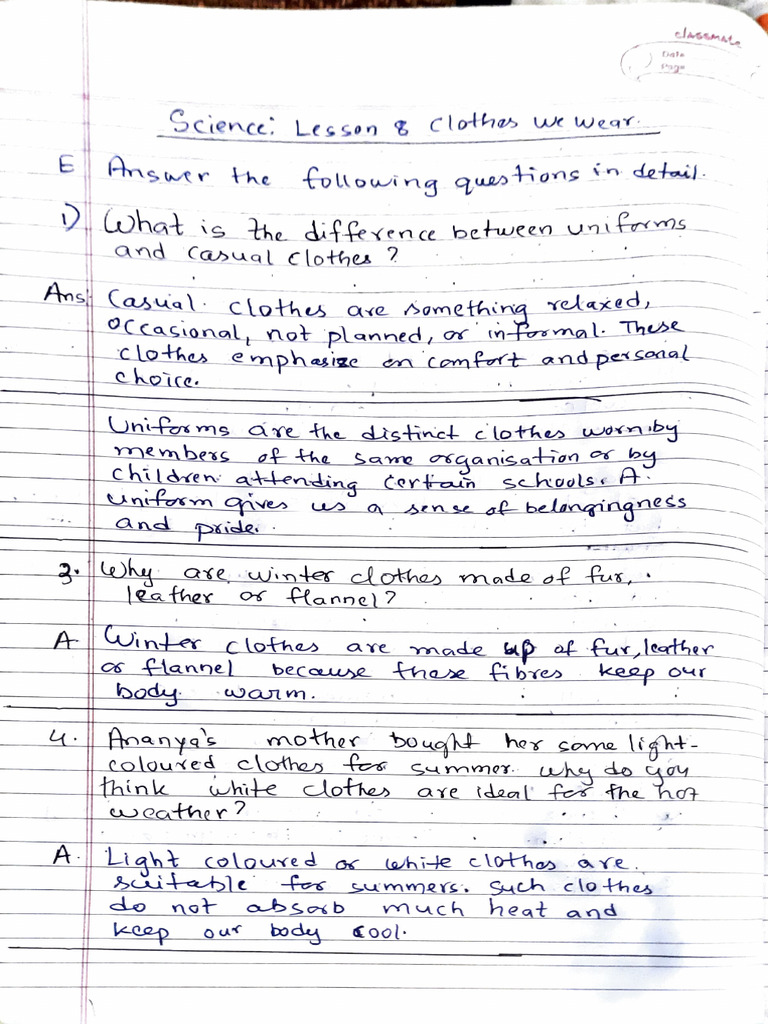 Science Le 8 Q& A Clothes We Wear | PDF | Clothing | Fashion