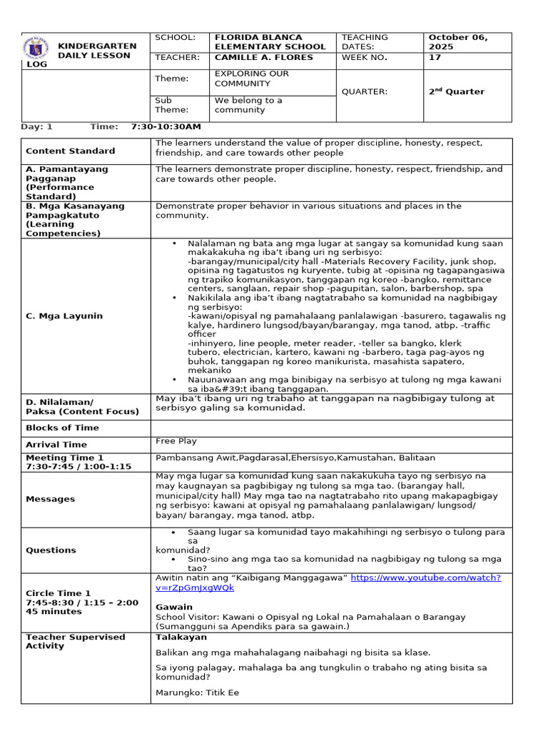 Kindergarten DLL q2 Week 7 | PDF