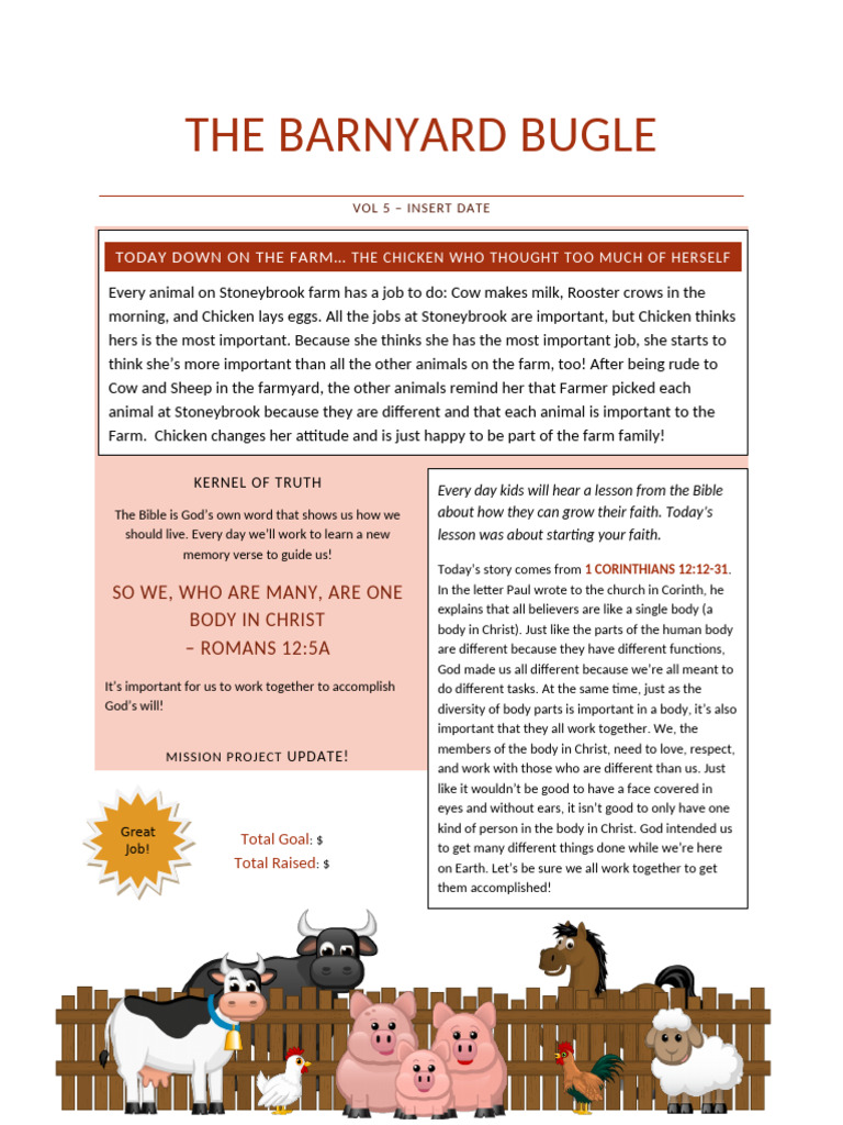 The Barnyard Bugle - Day 5 | PDF | Chicken | Jesus