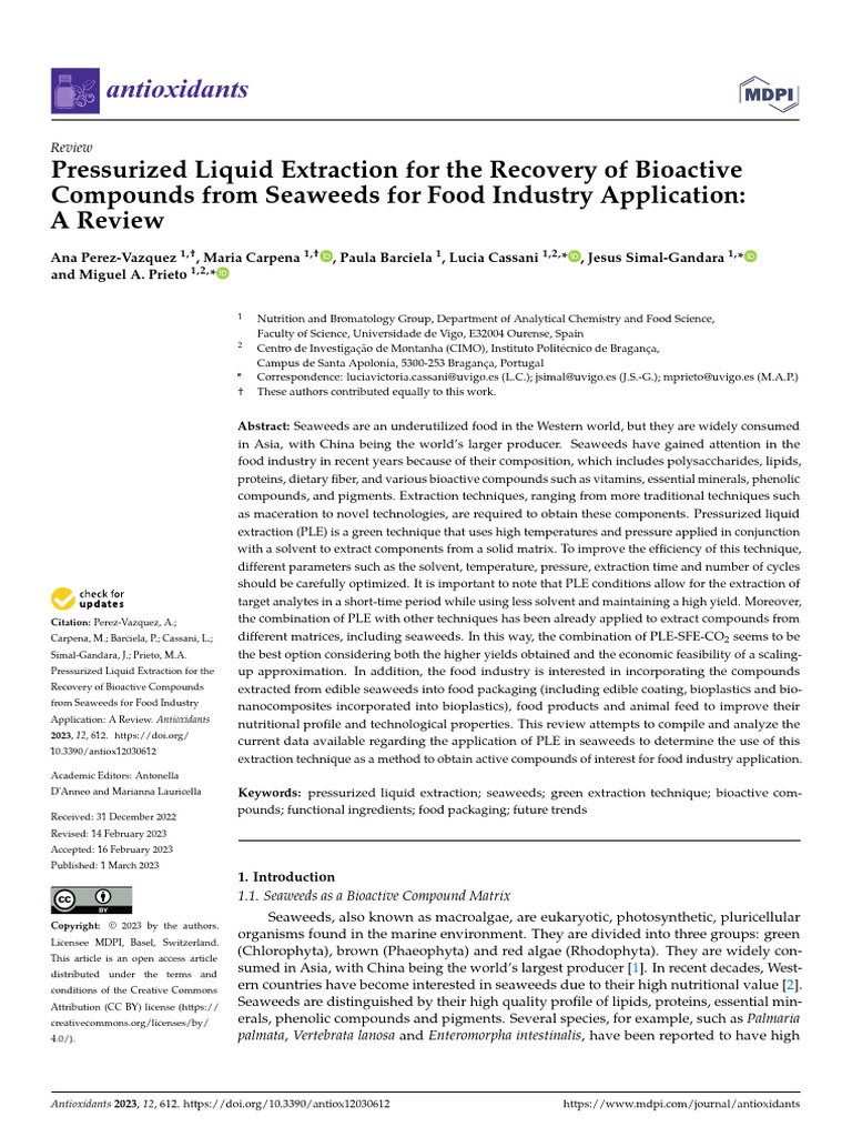 Seaweed Bioactive Compound Extraction | PDF | Polyunsaturated Fat ...