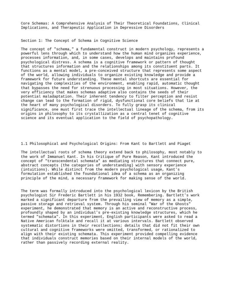 Core Schema and Application | PDF | Schema (Psychology) | Cognitive ...