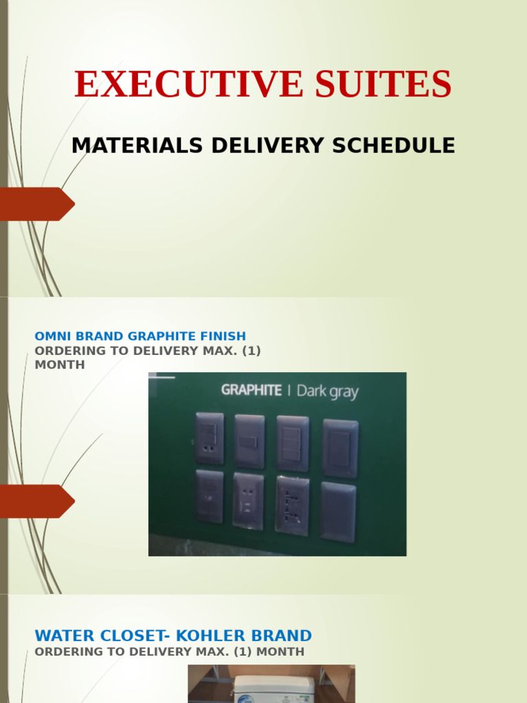 EXECUTIVE SUITES Materials (Electrical & Plumbing) | PDF