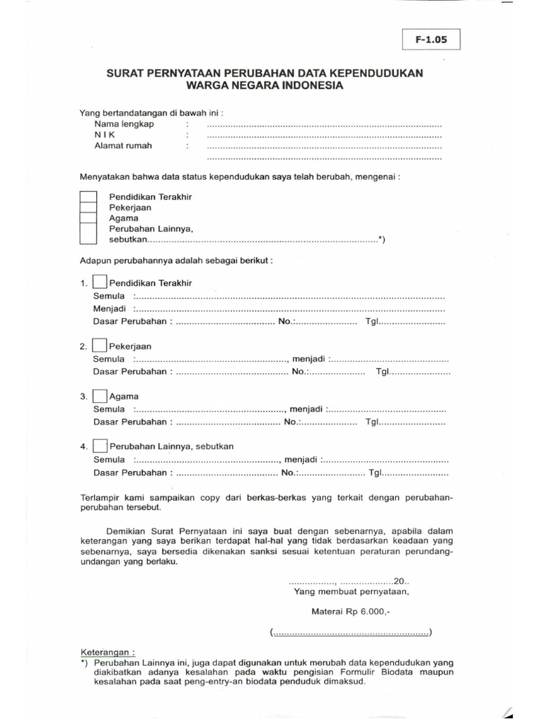 Formulir Perubahan Data | PDF