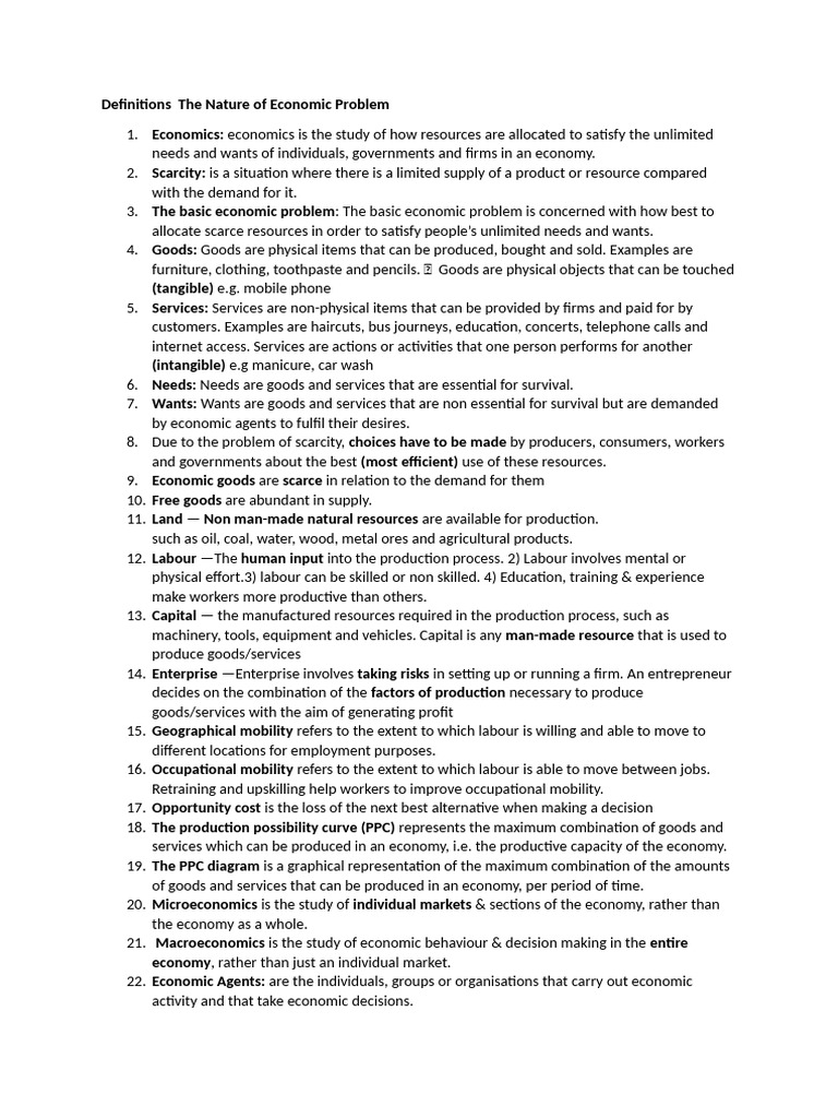 Understanding Economic Concepts and Scarcity | PDF | Goods | Labour ...
