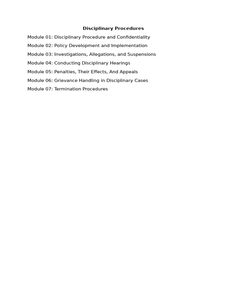 Disciplinary Procedures | PDF