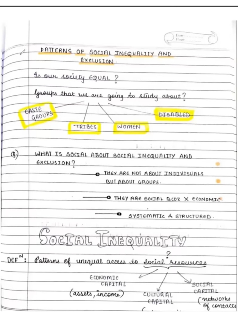 Pattern of Social Inequality and Exclusion Notes | PDF