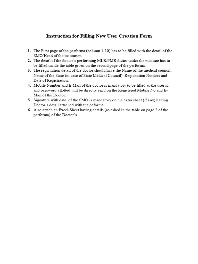 Filling New User Creation Form | PDF