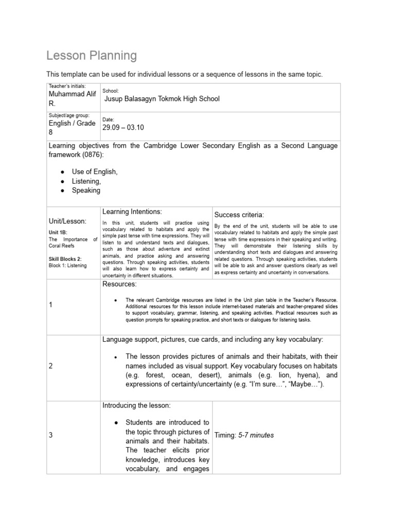 Lesson Plan - 8th Graders | PDF | Linguistics | Human Communication