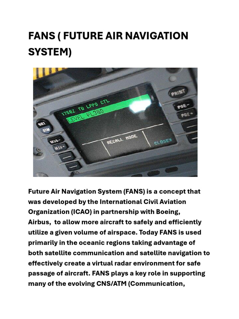 Future Air Navigation System Overview | PDF | Aviation | Transport
