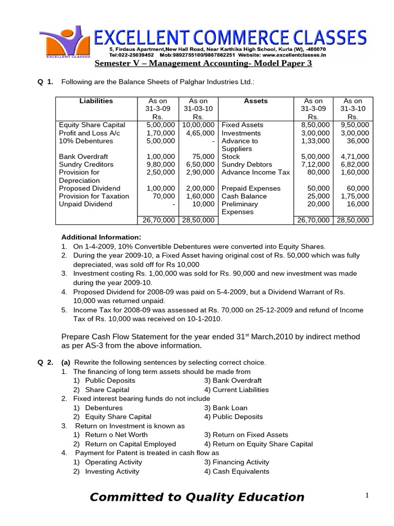 Model Paper 3-Management Accounting | PDF | Equity (Finance) | Dividend
