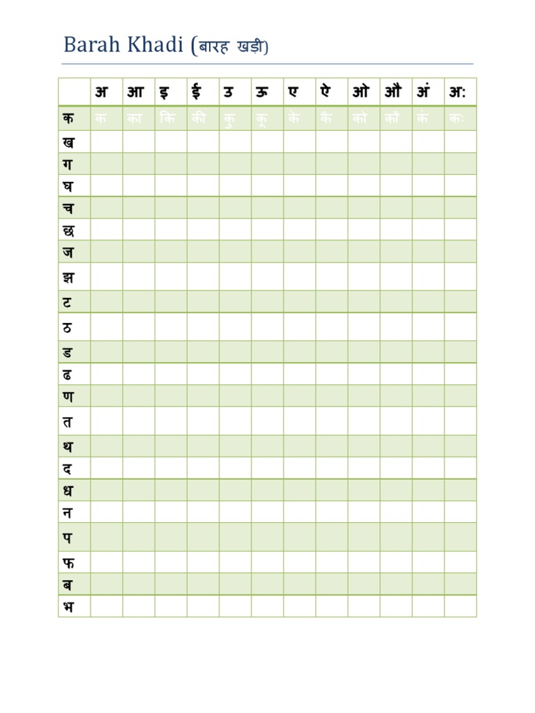 Barah Khadi Sheet | PDF