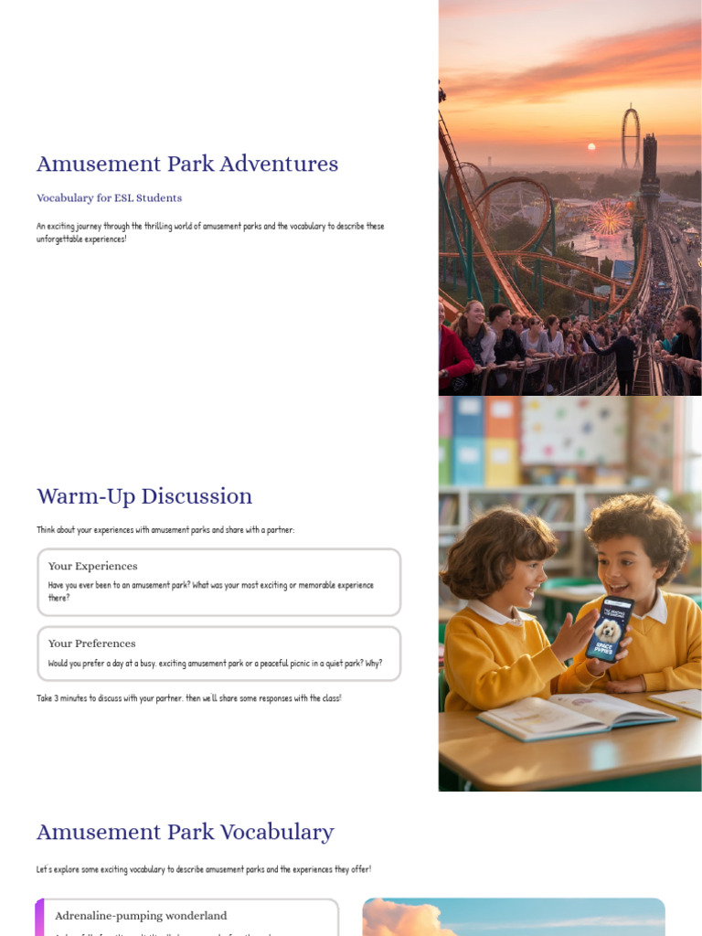 ESL Vocabulary: Amusement Parks | PDF | Amusement Park