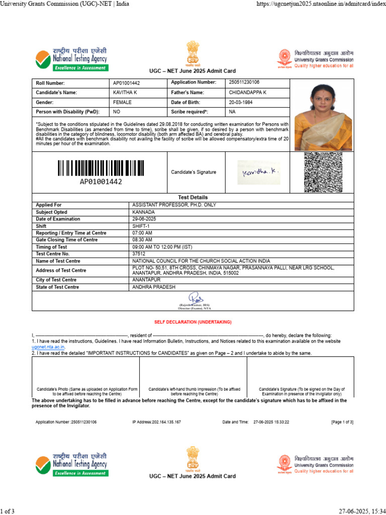 University Grants Commission (UGC) - NET - India | PDF | Identity Document