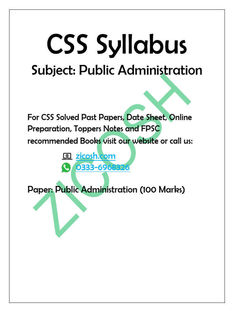 Public Administration CSS Syllabus | PDF | Public Administration ...