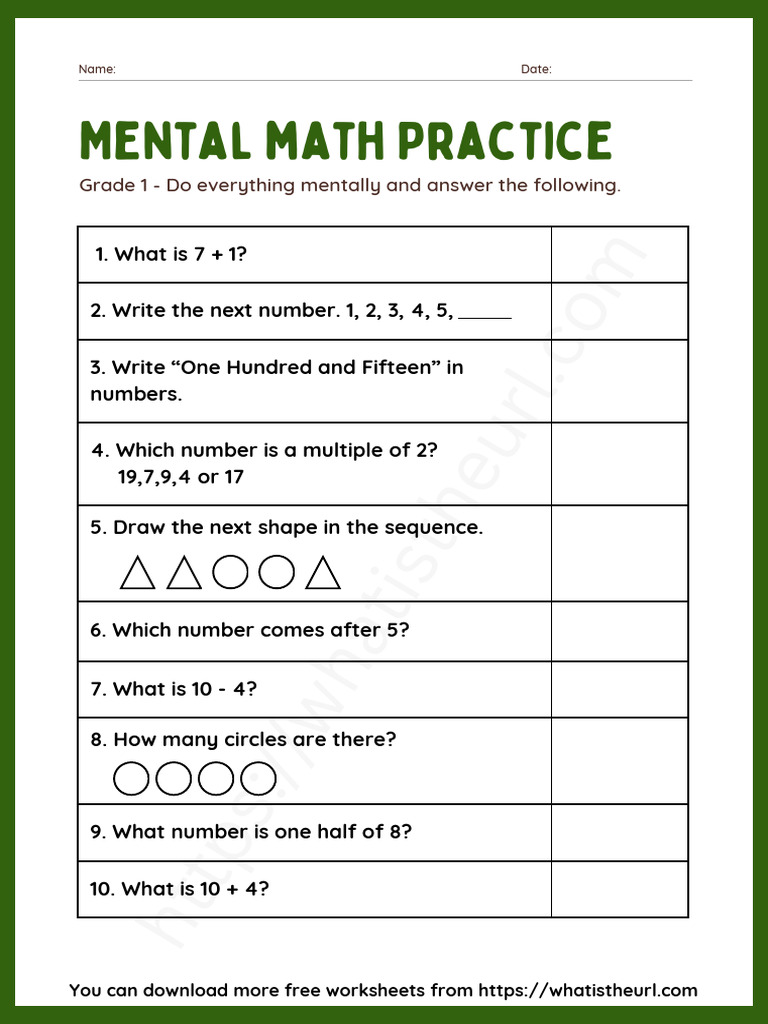 Mental Math 01 | PDF