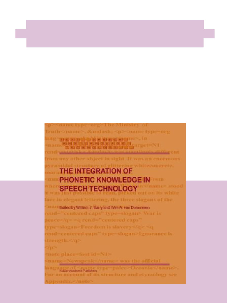 The Integration of Phonetic Knowledge in Speech Technology Text Speech ...