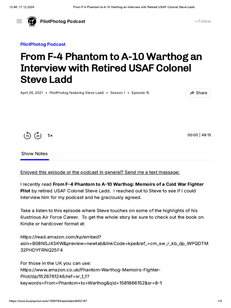 From F-4 Phantom To A-10 Warthog An Interview With Retired USAF Colonel ...