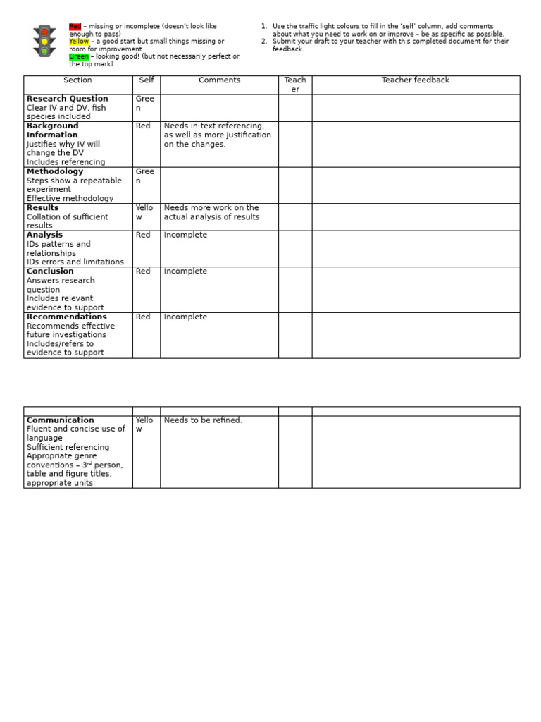 Traffic Light Document | PDF