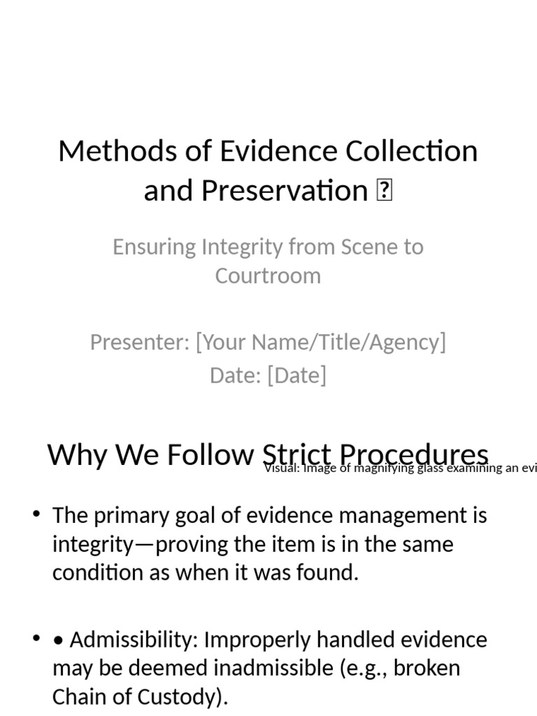 Evidence Collection and Preservation Guide | PDF | Crime Scene