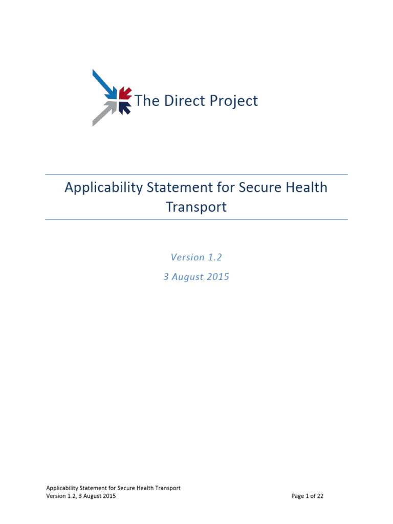 Applicability Statement For Secure Health Transport v1.2 | PDF | Public ...