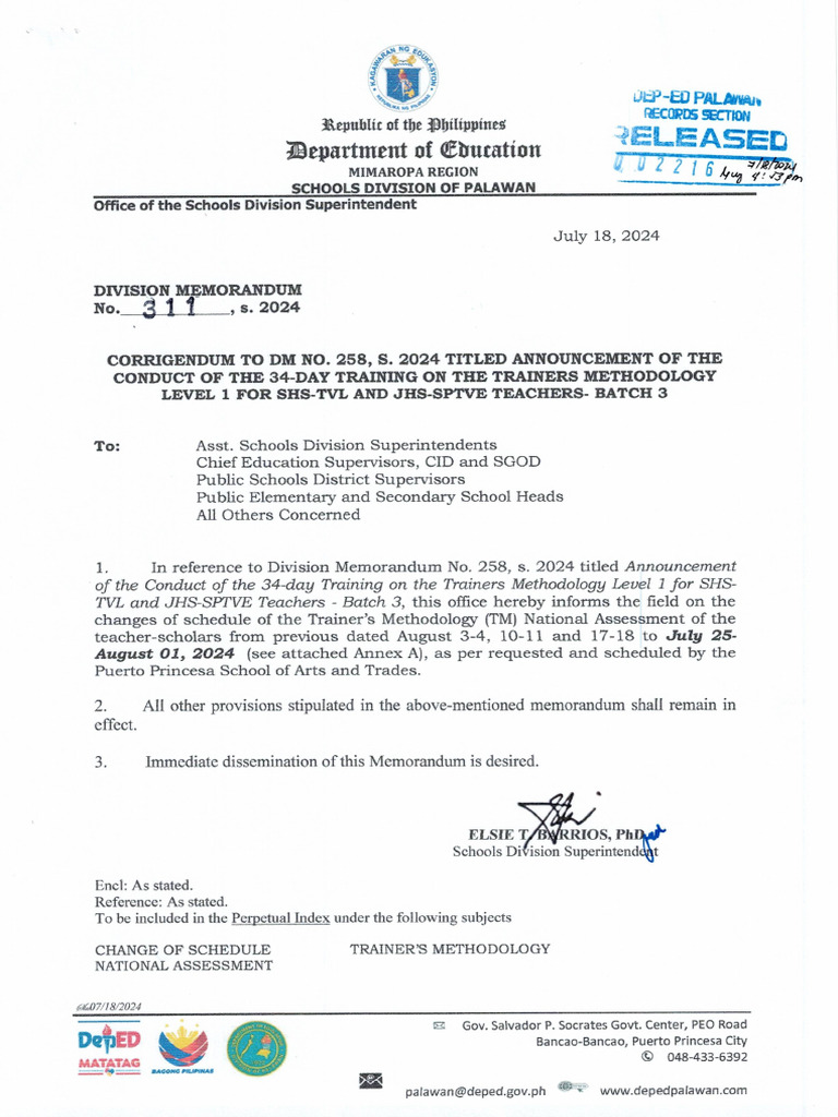 DM No. 311 S. 2024 | PDF