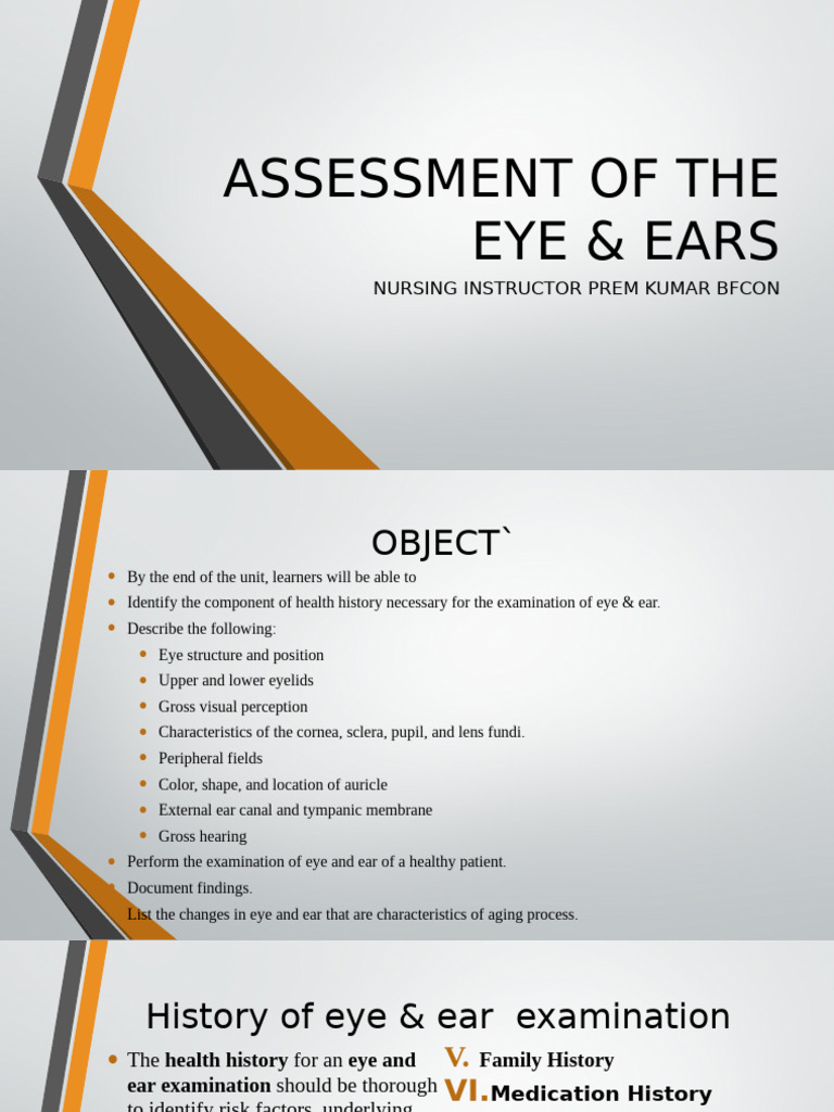 Assessment of The Eye & Ears | PDF | Ear | Hearing