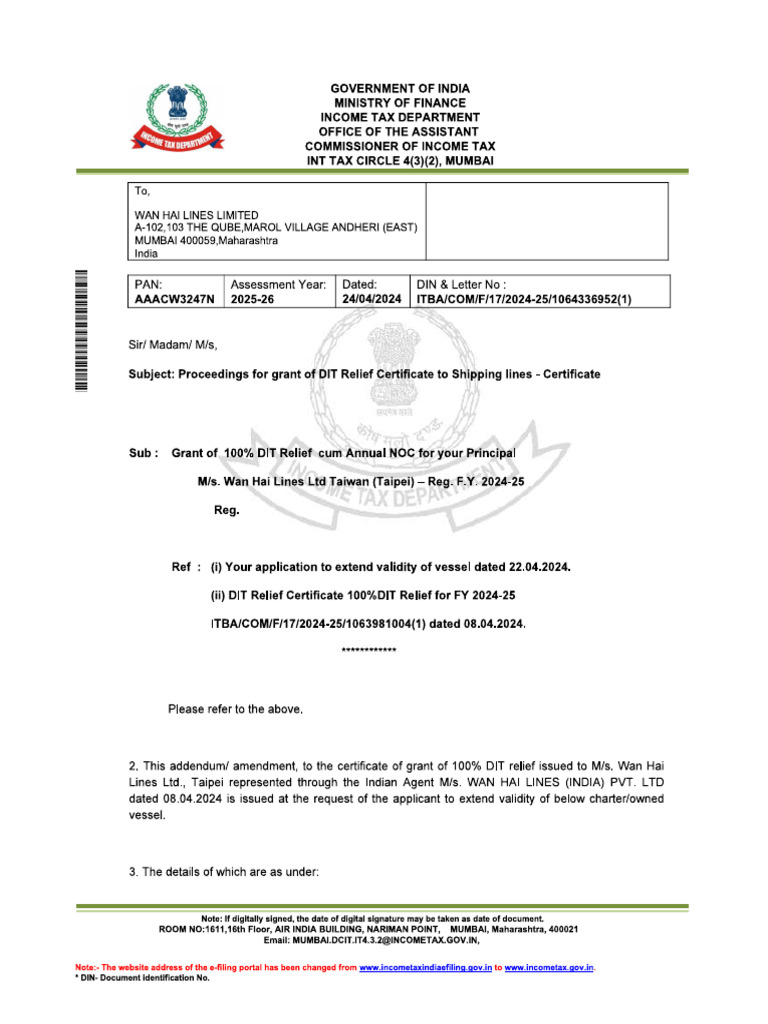Wan Hai Dit Exempiotn 24-25 | PDF