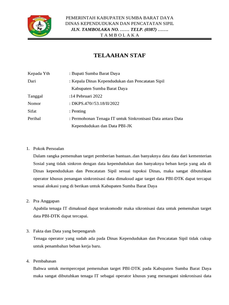 Telaahan Staf | PDF