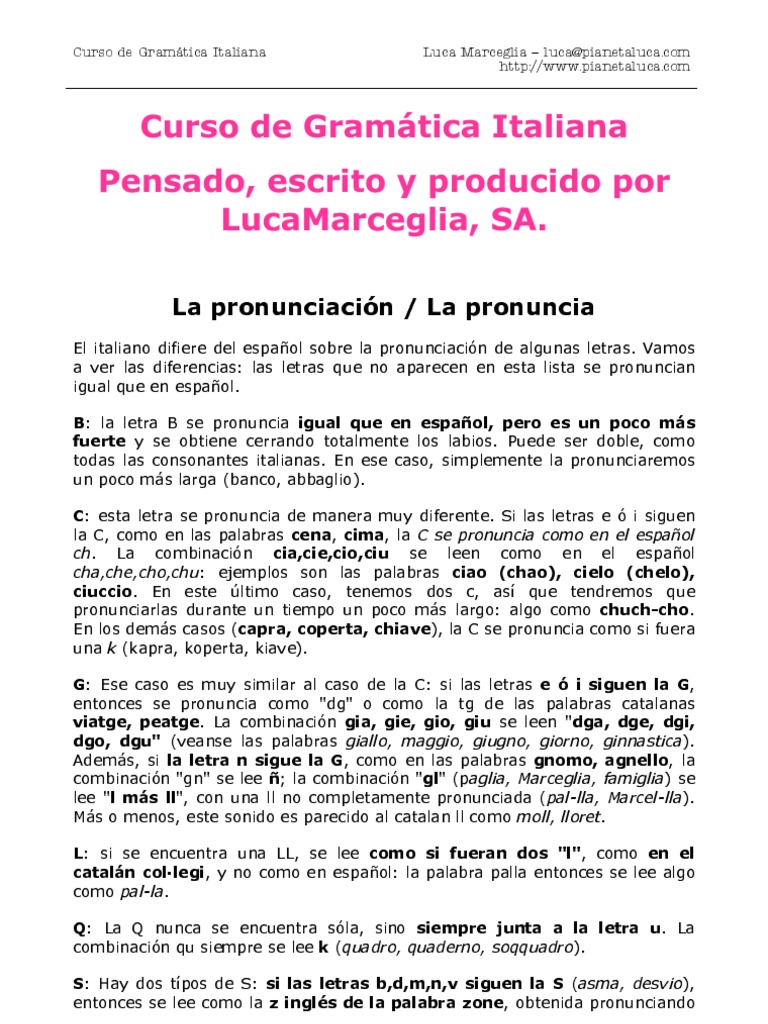 Resumo de Gramatica Italiana | PDF