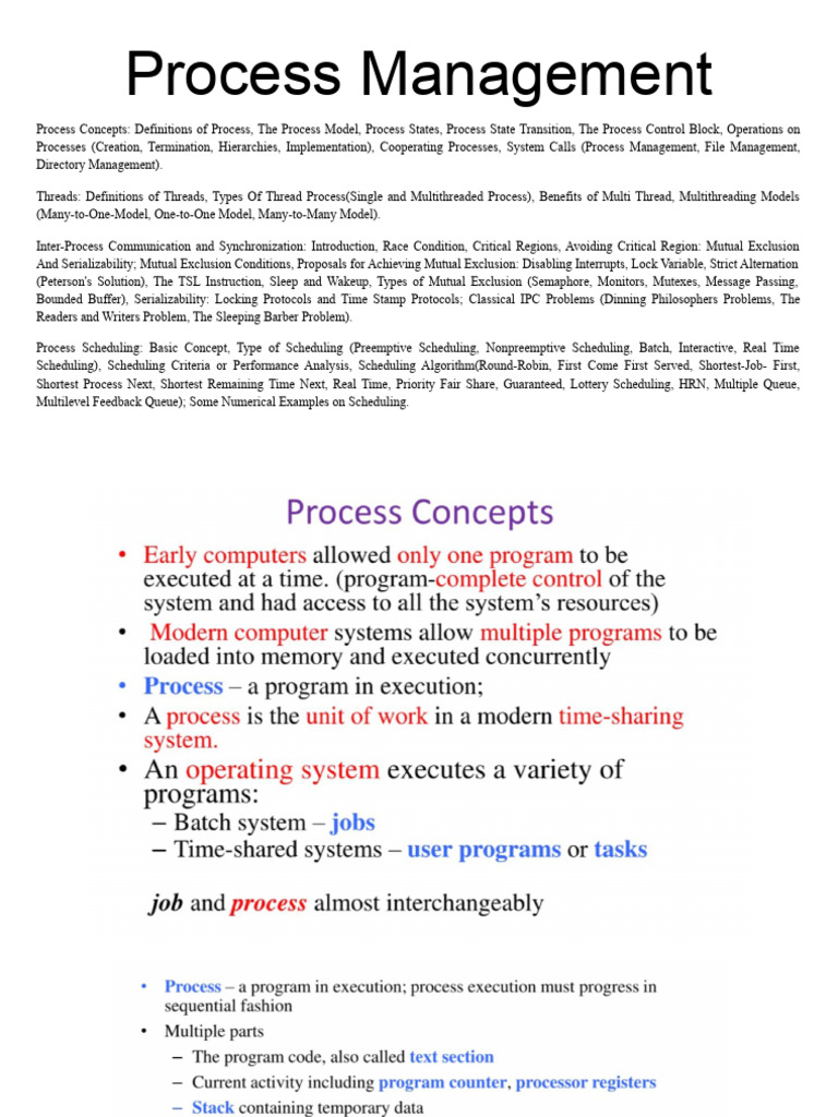 Unit - 3 Process Management PDF | PDF | Thread (Computing) | Process ...