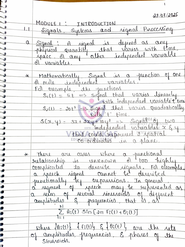 DSP (Bec502) Module1 Notes | PDF