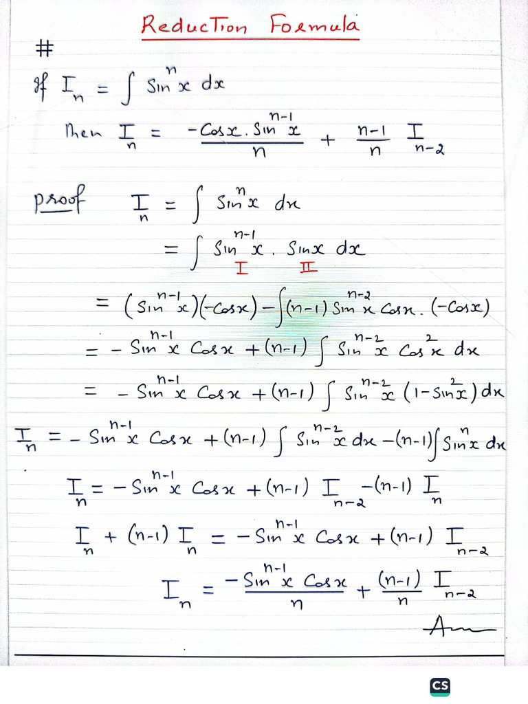 Reduction Formulae | PDF