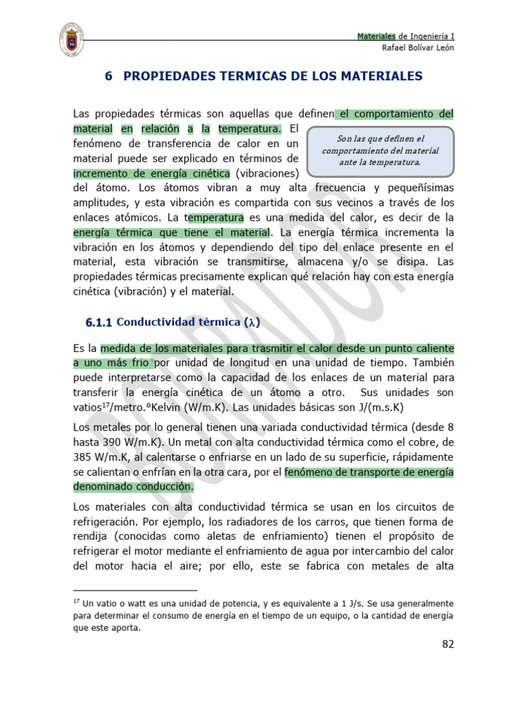 Propiedades Térmicas de Materiales | PDF | Conduccion termica | Derritiendo