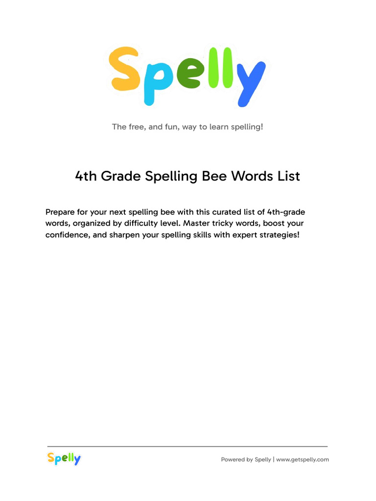 4th Grade Spelling Bee Word List | PDF | Linguistics
