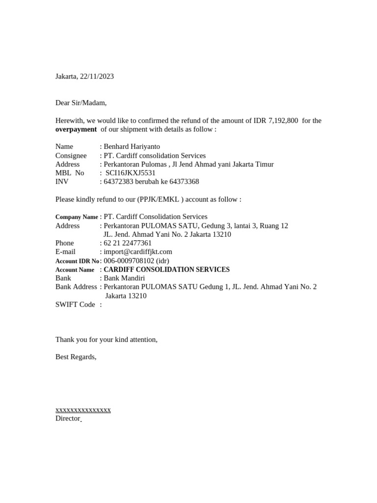 Surat Refund | PDF
