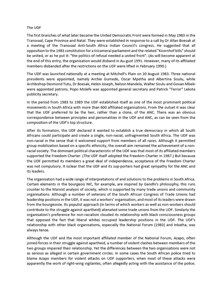 The United Democratic Front 2 | PDF | Movements For Civil Rights ...