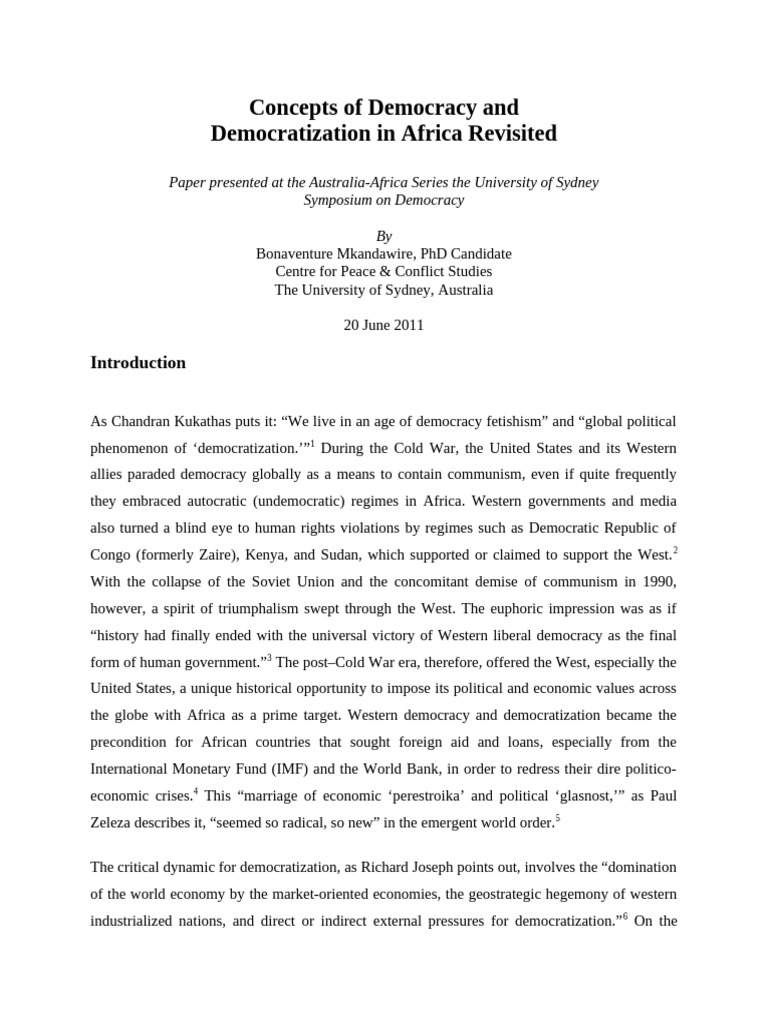 Democracy and Democratization in Africa | PDF | Democracy | Political ...