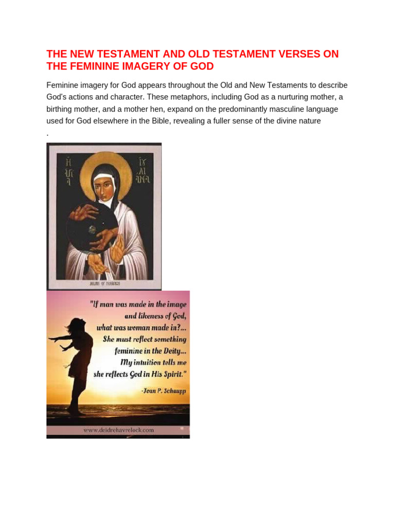The New Testament and Old Testament Verses On The Feminine Imagery of ...