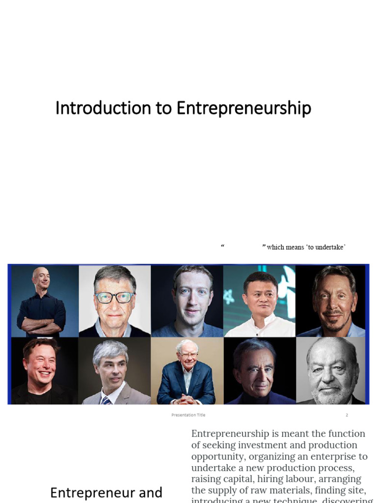 Introduction To Entrepreneurship m1 | PDF | Entrepreneurship | Innovation