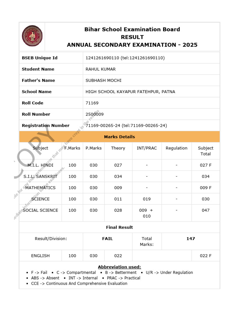 2025 Annual Secondary Exam Results | PDF | Educational Institutions ...