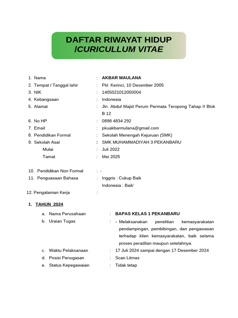 CV Akbar | PDF