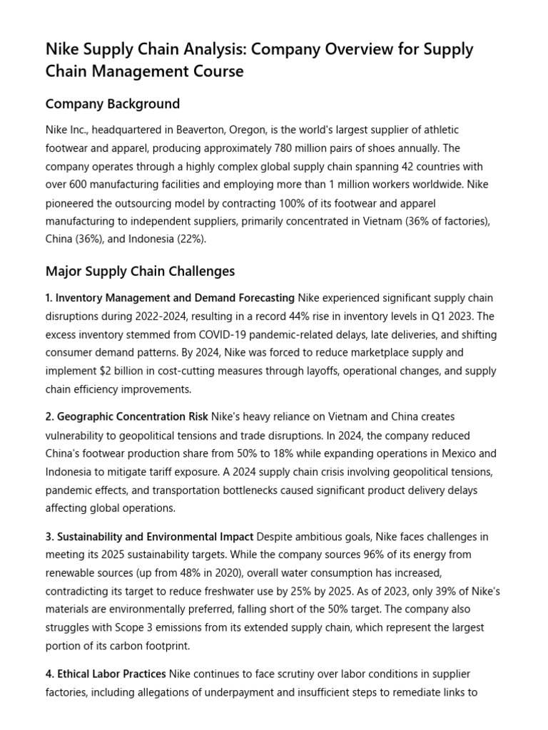 Nike Supply Chain Challenges and Strategies | PDF | Supply Chain | Nike