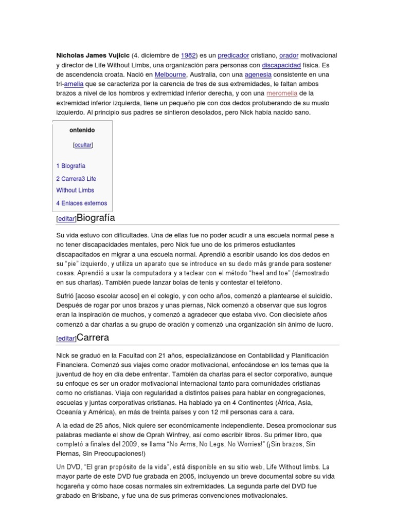 Nicholas James Vujicic | PDF | Ciencias sociales | Religión y ...