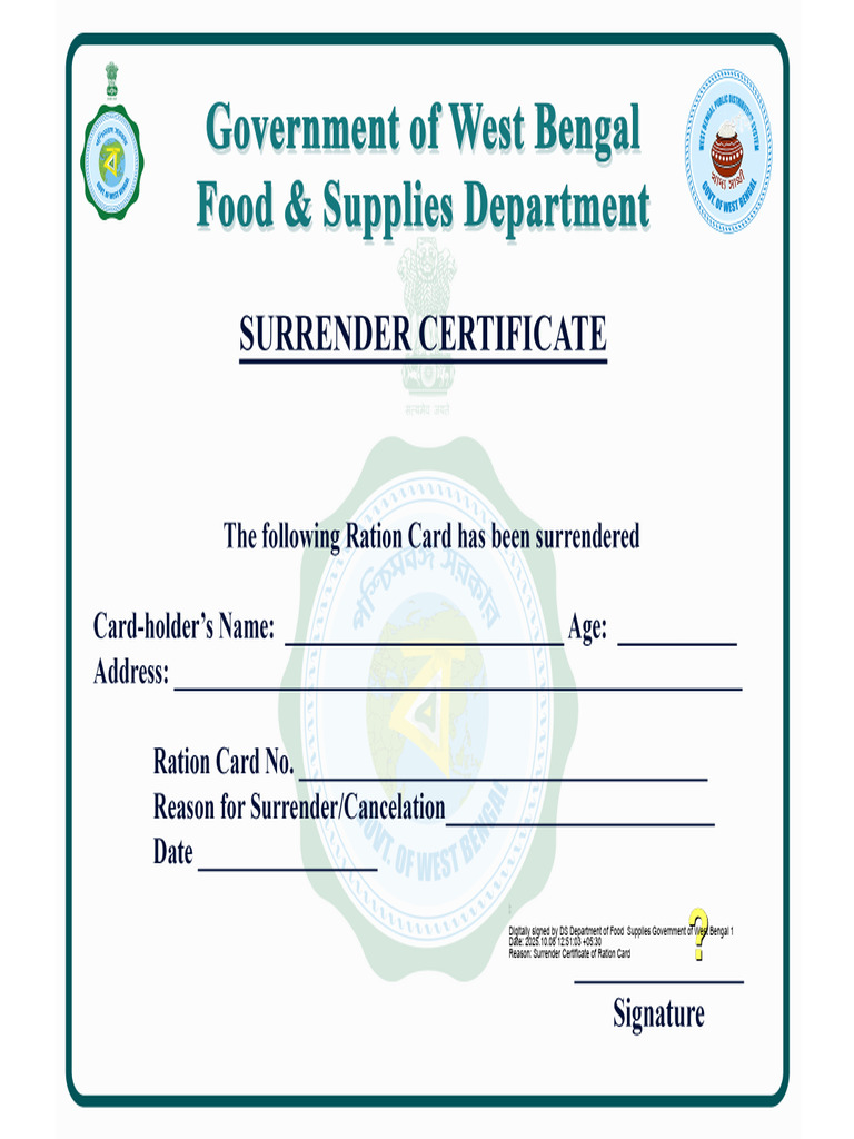 Surrender Certificate RUKSINI SAU 0041946922 | PDF