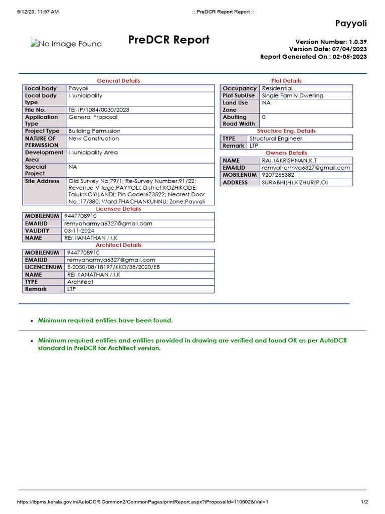 Pre DCR Report Ramakrishnan | PDF
