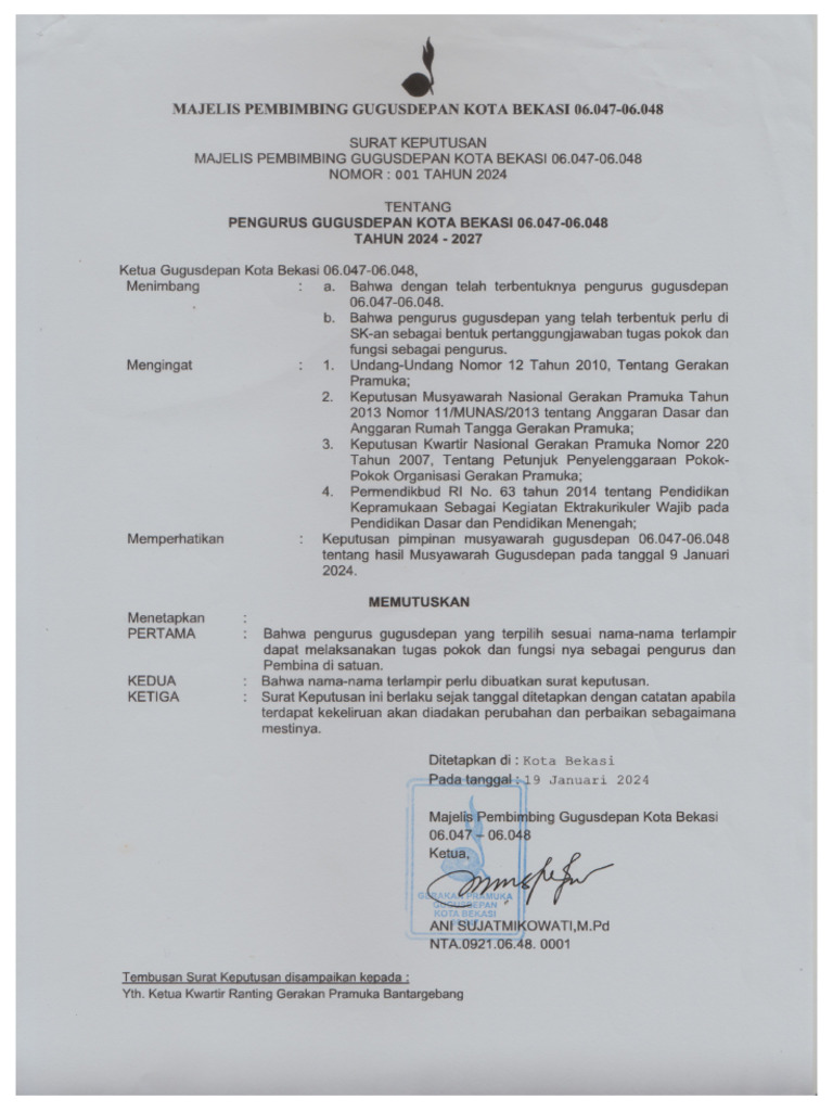 SK Gudep Pramuka | PDF