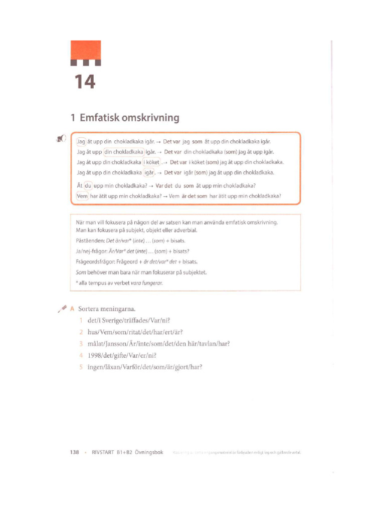 Rivstart B1 B2 ÖB Kap 14 | PDF