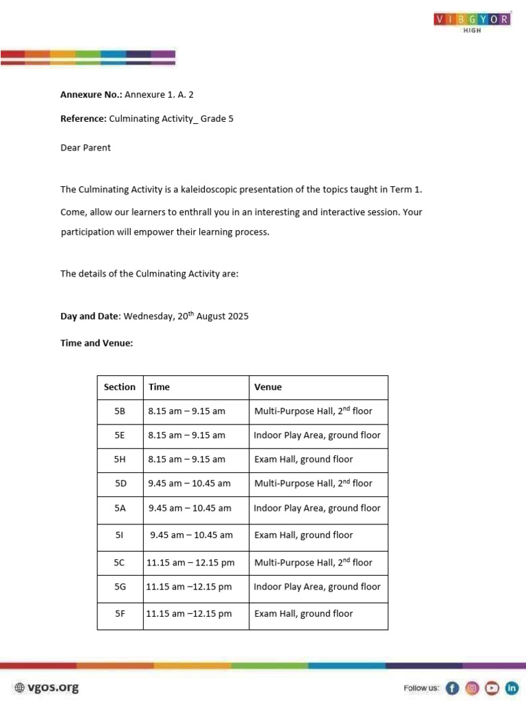 Grade 5 Culminating Activity Details | PDF